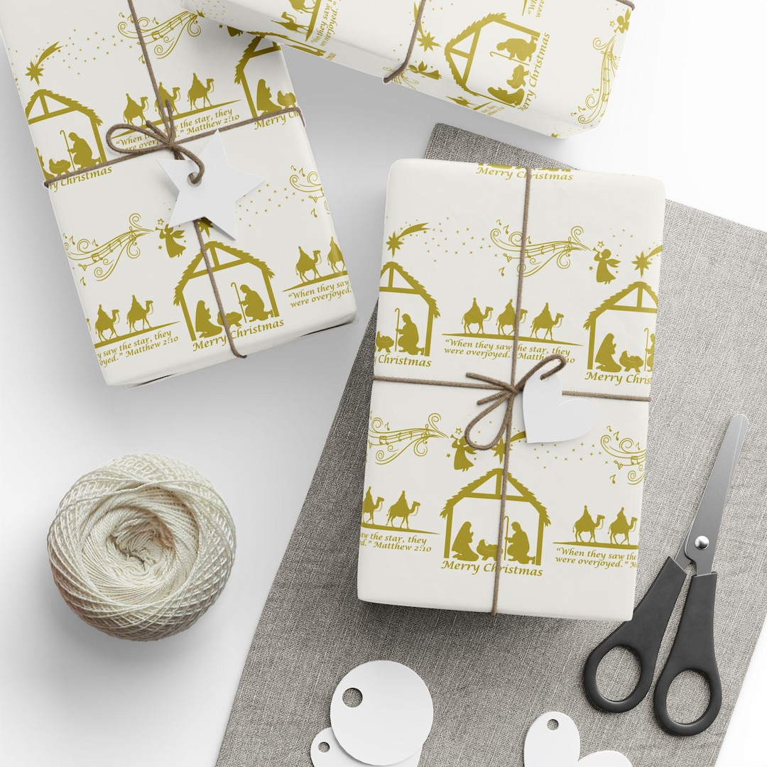 Nativity Gift Wrap, Christmas Wrapping Paper, Nativity Gift Paper ...