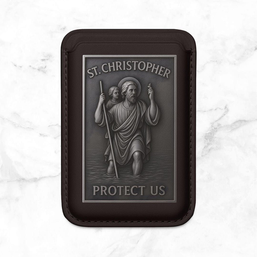 Magnetic Wallet St Christopher Medal Slim Mens Card Holder Magsafe ...