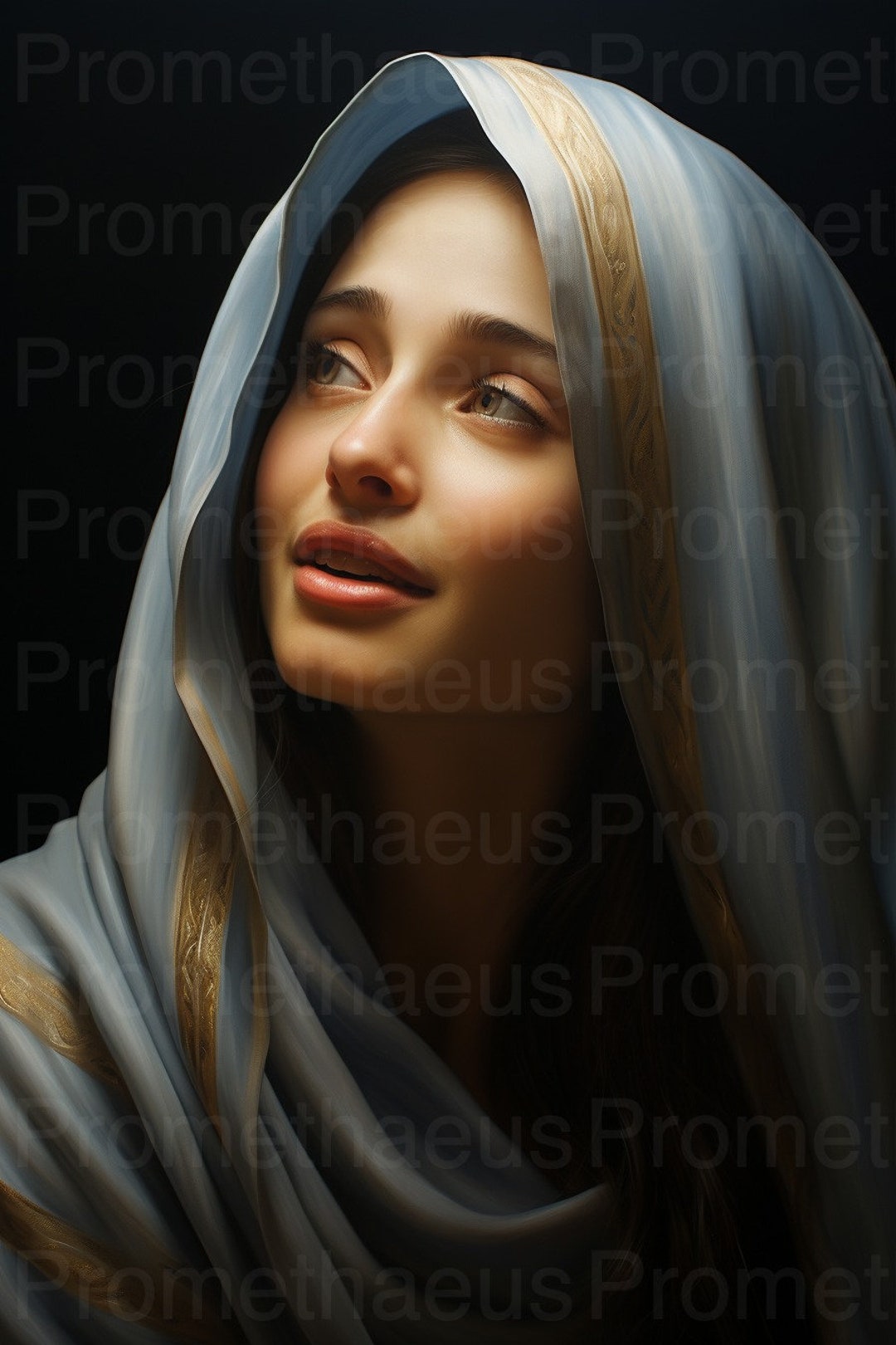 Blessed Virgin Mary Portrait Art Digital Download, Mother Mary Digital ...