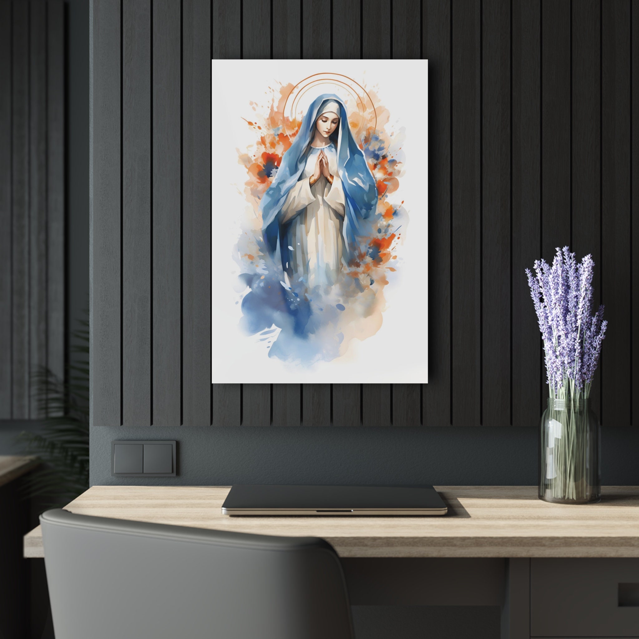 Virgin Mary Watercolor Acrylic Print, Blessed Virgin Mary Wall Art ...