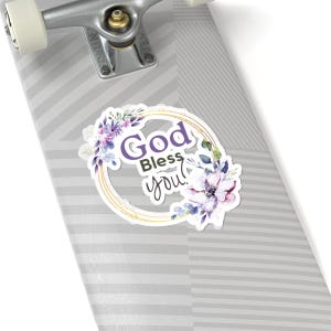 Religious Sticker God Bless You Kiss-cut Sticker Inspirational Floral ...
