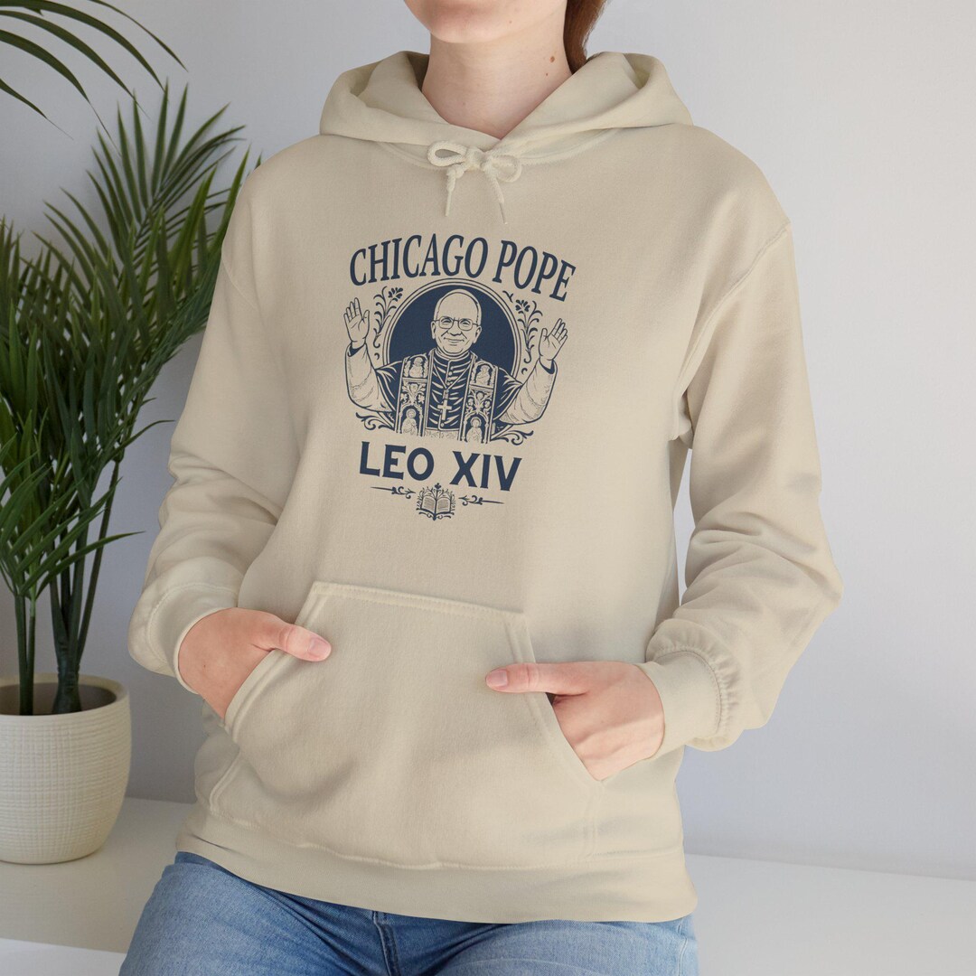 New Pope Leo XIV Hooded Sweatshirt Chicago Pope Catholic Apparel Hoodie ...