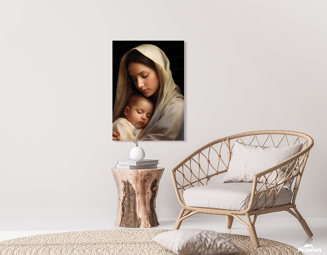 Nativity Digital Art, Mary and Baby Jesus Christmas Digital Print ...