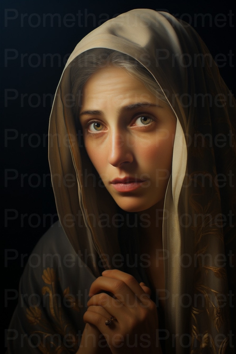Blessed Virgin Mary Portrait Art Digital Download, Mother Mary Digital ...