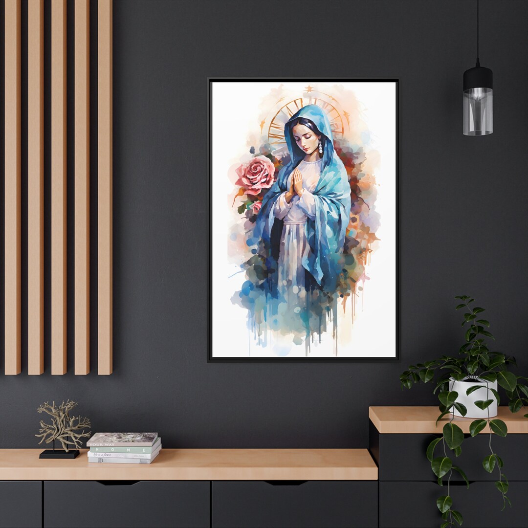 Blessed Virgin Mary Watercolor Canvas, Virgin Mary Art Modern Eco ...