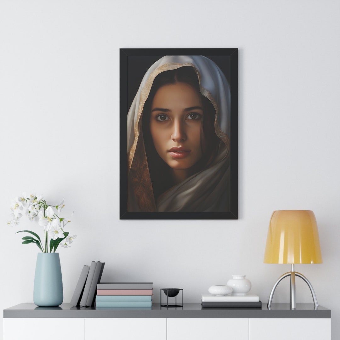 Blessed Virgin Mary Wall Art Poster Framed, Mother Mary Art Poster Wall ...