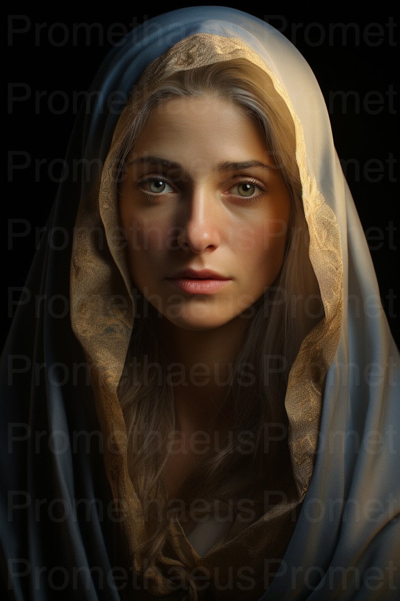 Blessed Virgin Mary Portrait Artwork Digital Download Mother Mary ...
