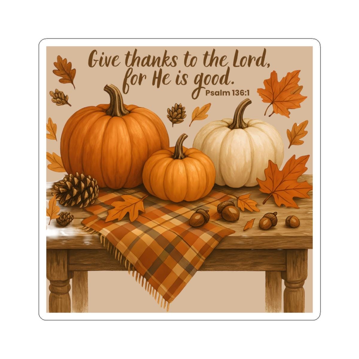 Thanksgiving Sticker Psalm 136 Give Thanks to the LORD Glossy Decal ...