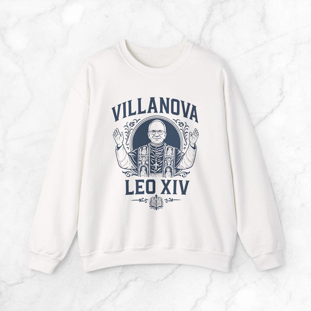 Villanova Pope Leo XIV Crew Neck Sweatshirt Cotton Polyester Crewneck ...
