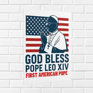 Poster New Pope Leo XIV Catholic Artwork Rolled Poster First American ...