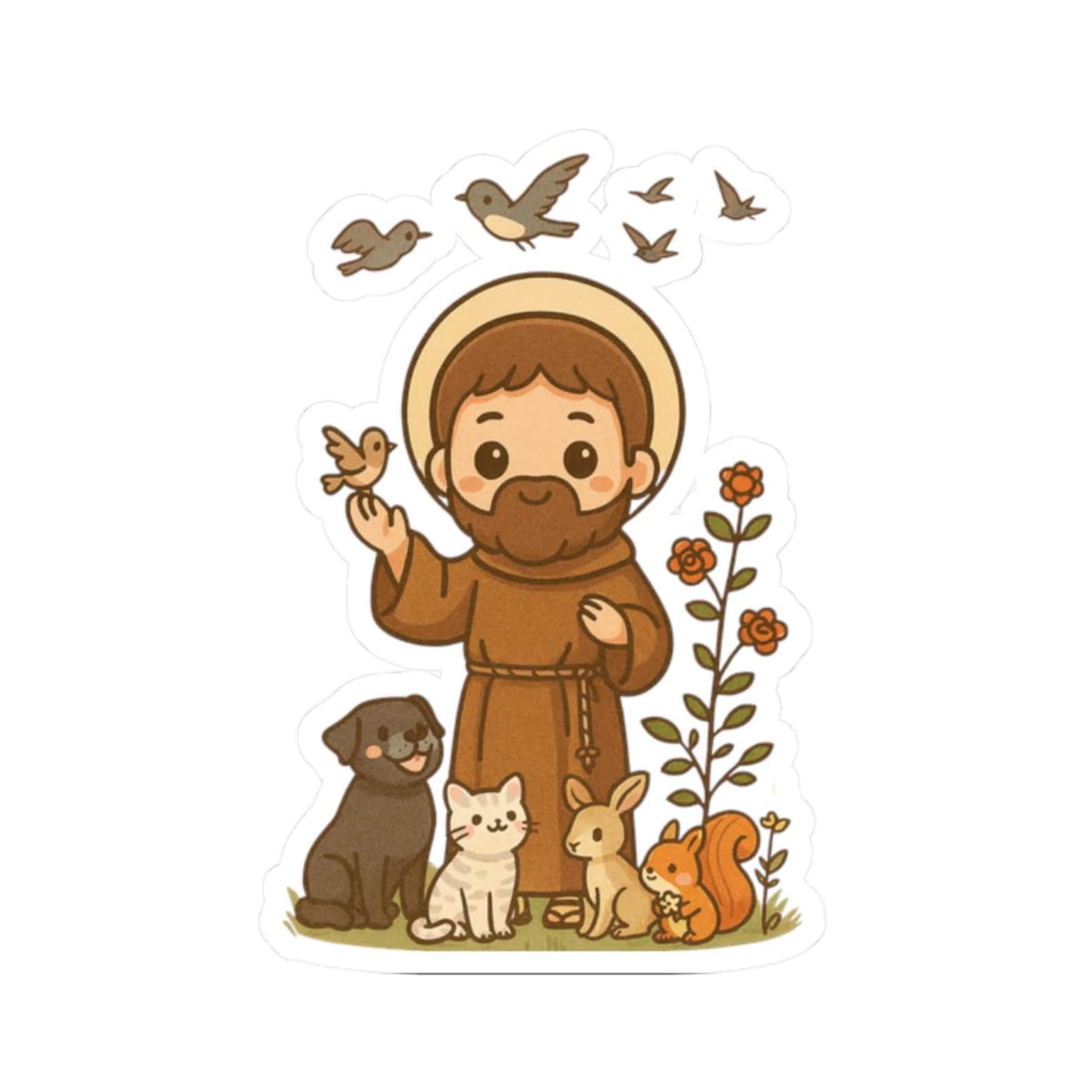 Religious Sticker Catholic Kawaii St Francis of Assisi Kiss-cut Sticker ...