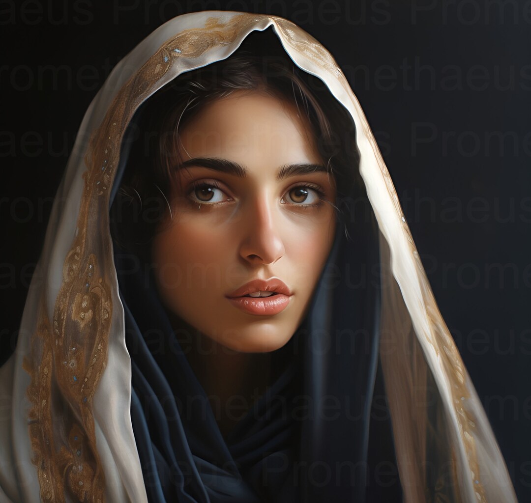 Blessed Virgin Mary Portrait Artwork Digital Download Mother Mary ...