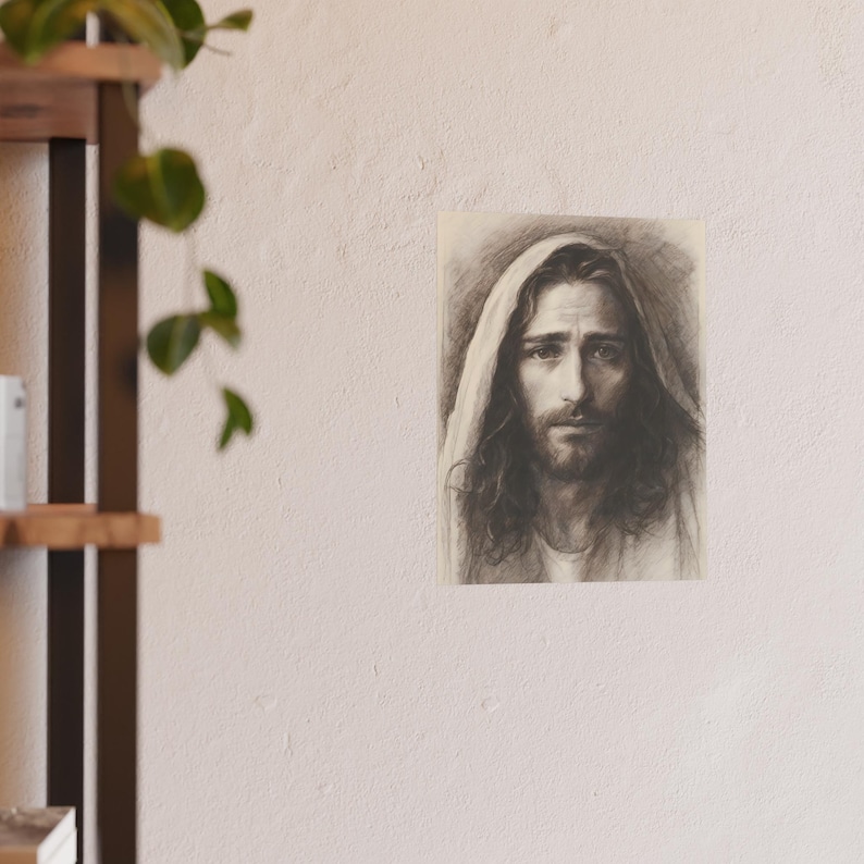 Graphite Sketch Jesus Poster Christ Wall Art Christian Home Decor ...