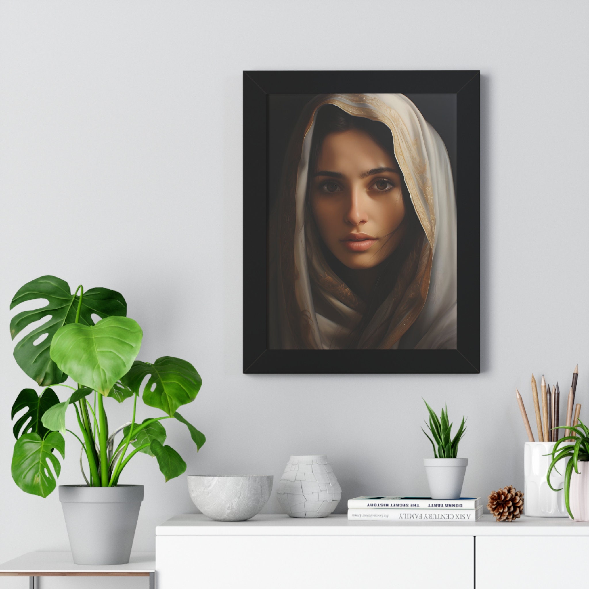 Blessed Virgin Mary Wall Art Poster Framed Mother Mary Art - Etsy