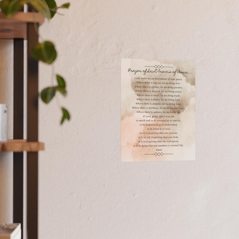 Prayer Poster St Francis of Assisi Prayer Motivational Wall Art ...