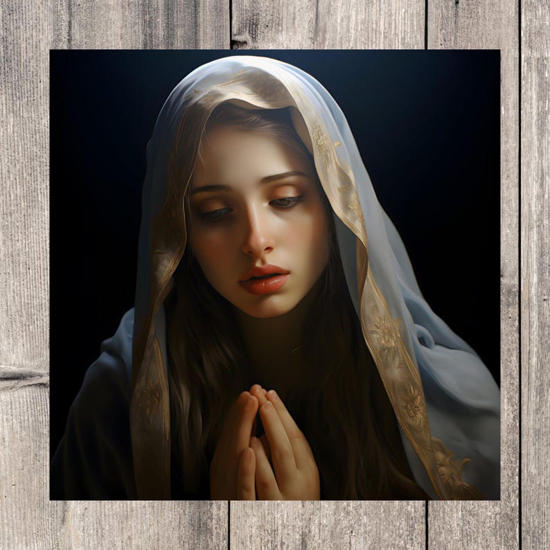 Blessed Virgin Mary Wall Art Poster, Mother Mary Art Poster Wall Decor ...