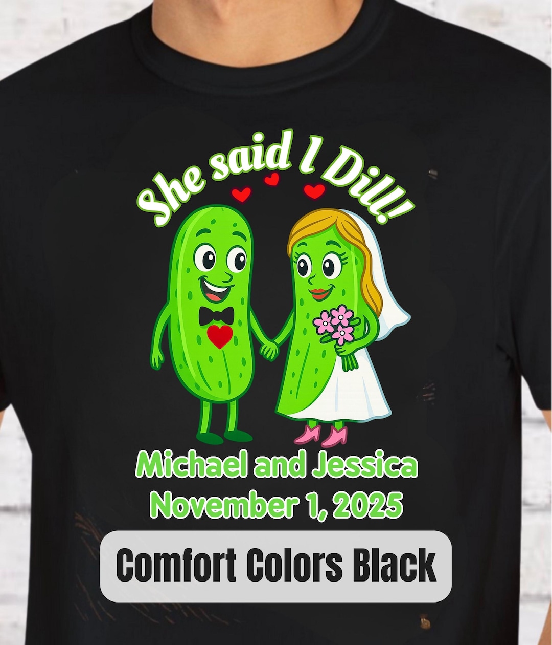 Funny Pickle Wedding Shirt: Personalized Bride Groom Comfort Colors Tee ...