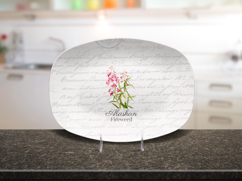 Fireweed Botanical Platter - Alaska State Flower Art Plate - Etsy
