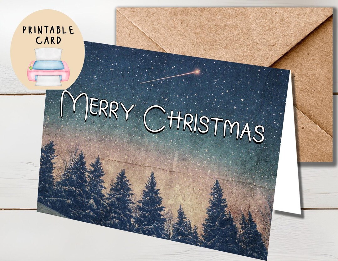 Printable Christmas Card Digital Holiday Greeting Card PDF & PNG Winter ...