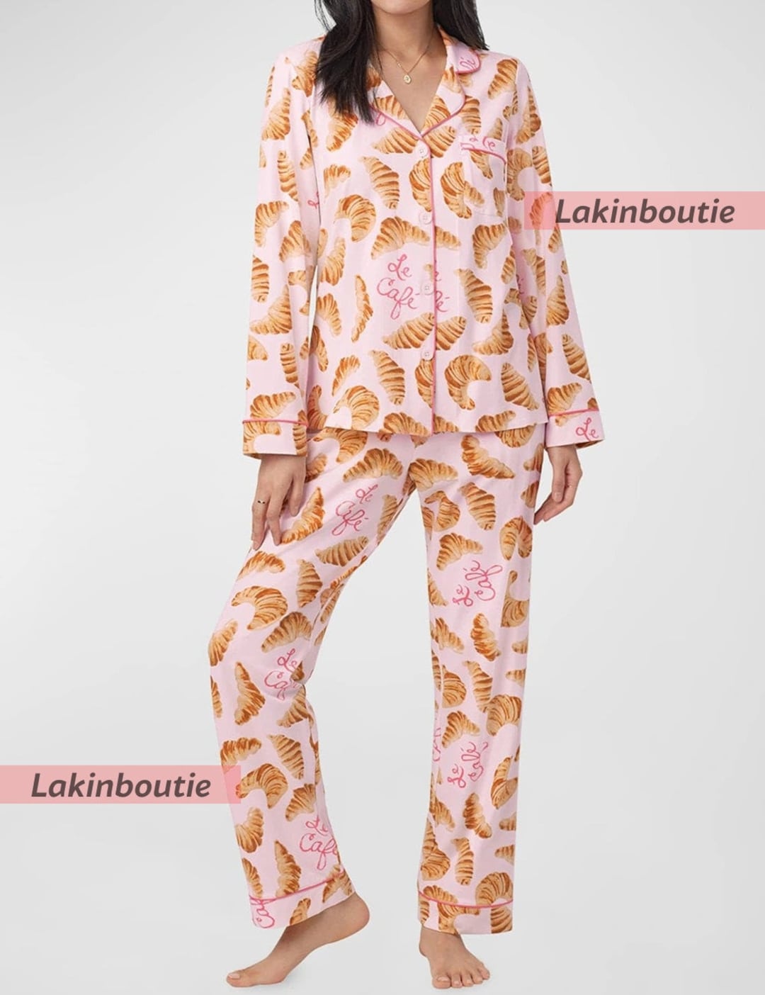 Le Cafe Croissant Pajama Set Fall Coffee Shirt Croissant - Etsy