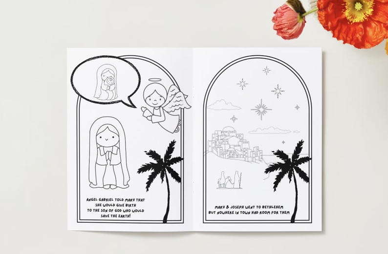 The Christmas Story Coloring Booklet & Colouring Pages - Nativity Scene ...