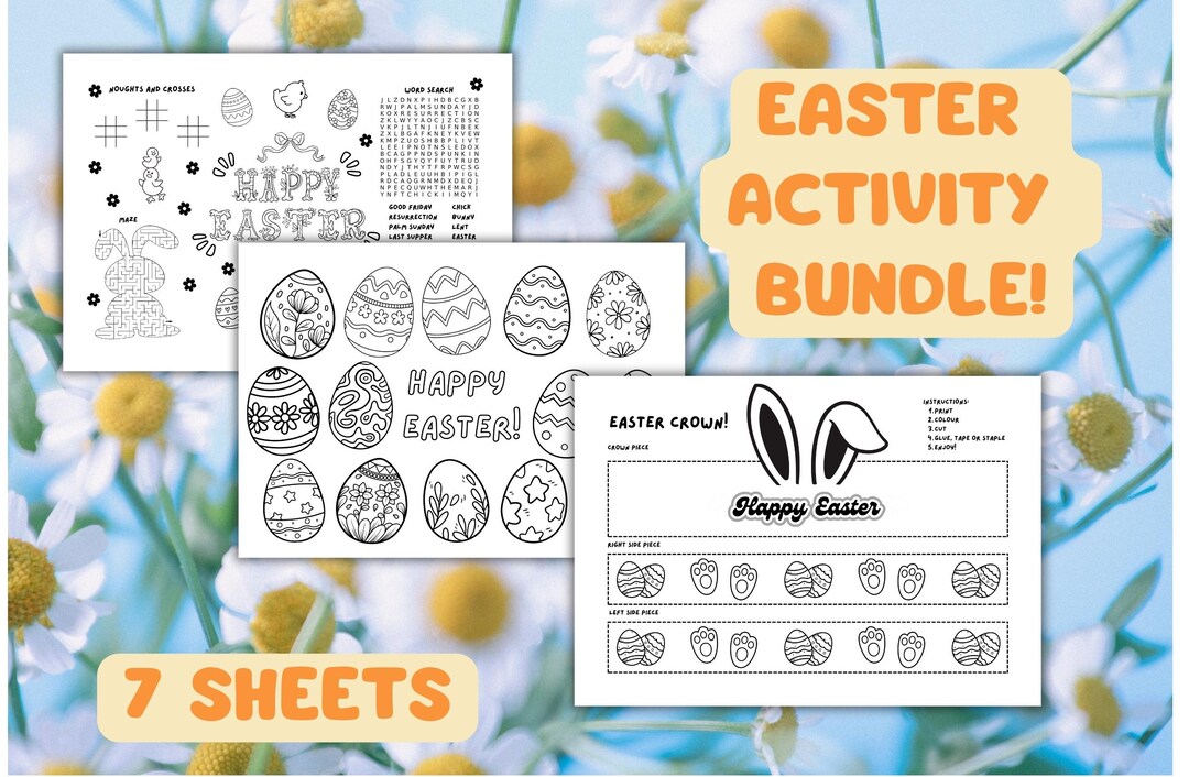 Easter Kids Activity Bundle - Printable Easter Crowns, Coloring Pages ...