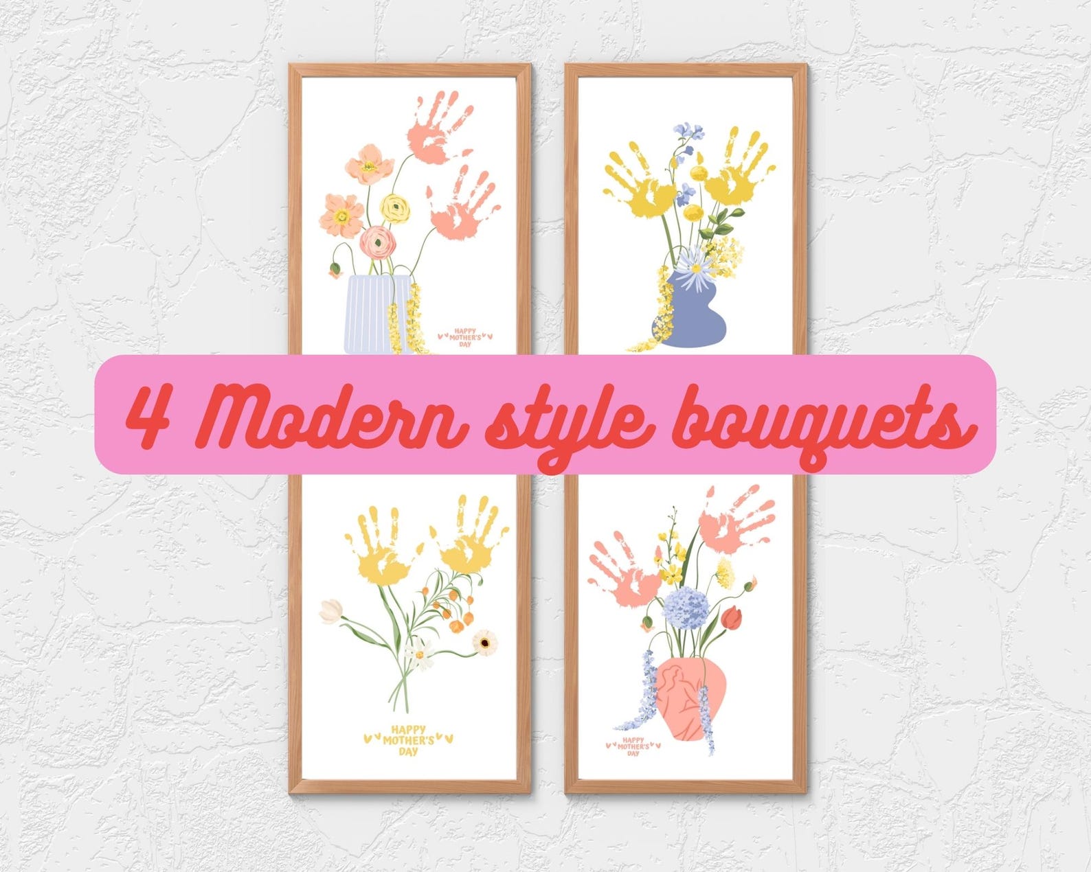 Mother's Day Handprint Craft Printable | DIY Flower Bouquet Art | Kids ...