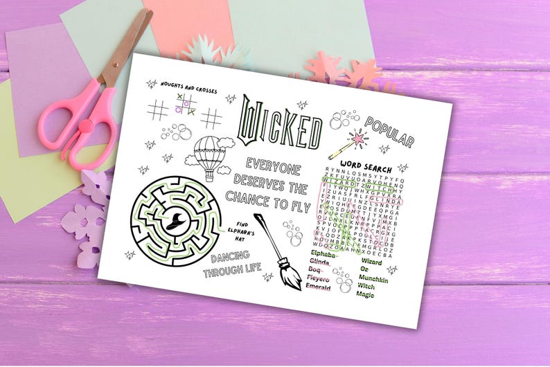 Wicked Movie Activity Sheet: Wizard of Oz Party Game (digital Download ...