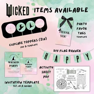 5x7 in Wicked Movie Inspired DIY Party Banner PDF Instant Download ...
