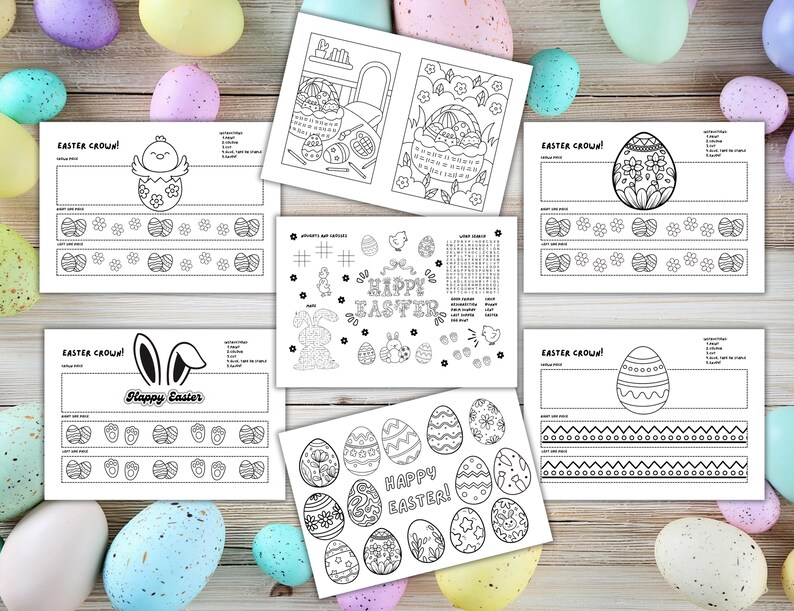 Easter Kids Activity Bundle - Printable Easter Crowns, Coloring Pages ...