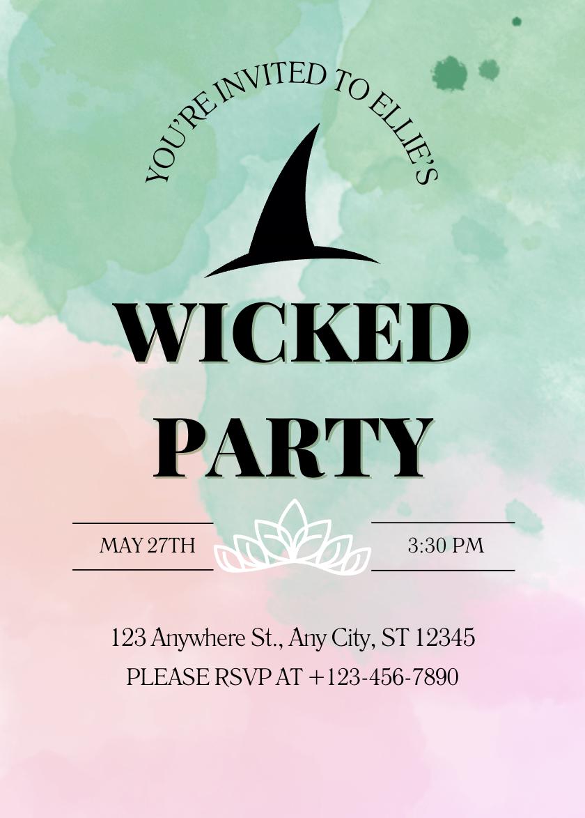 Wicked Party Invitation Template: Halloween Birthday Invite (digital ...