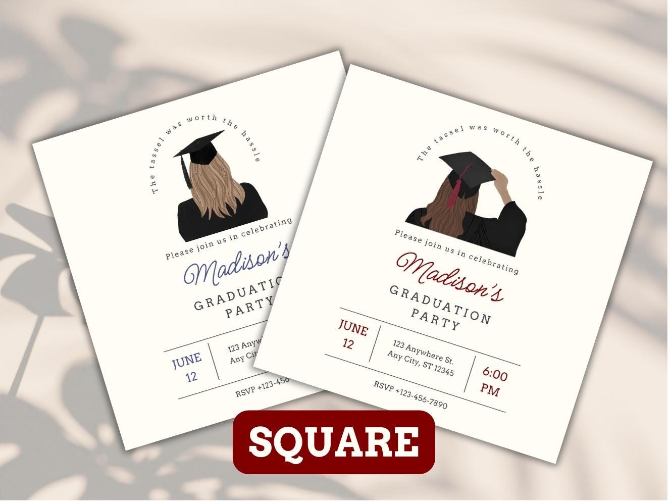 Graduation Invitation Template | 4 Designs (male & Female) | Editable ...