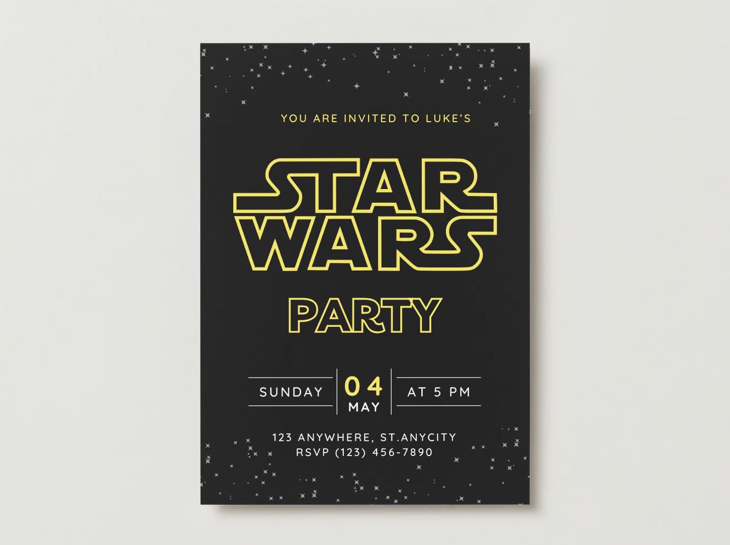 Star Wars Digital Invitation Template | Customizable Party Invite ...
