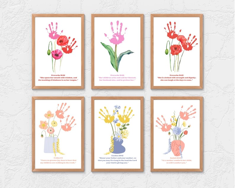 Mother's Day Handprint Art: Bible Verse Flower Bouquet (PDF Download ...
