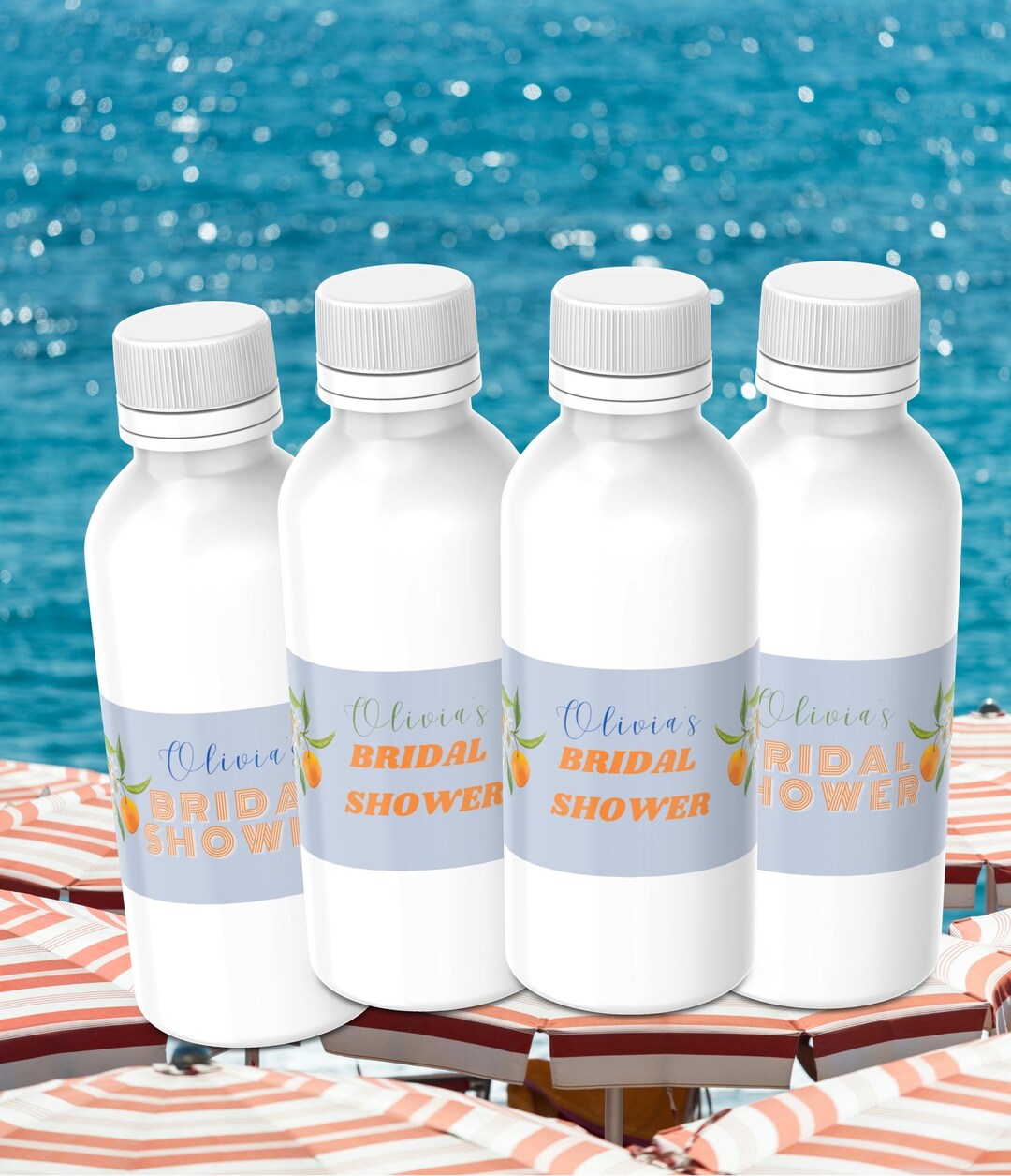 Orange Blossom Aperol Spritz Bridal Shower Bottle Label | Mediterranean ...