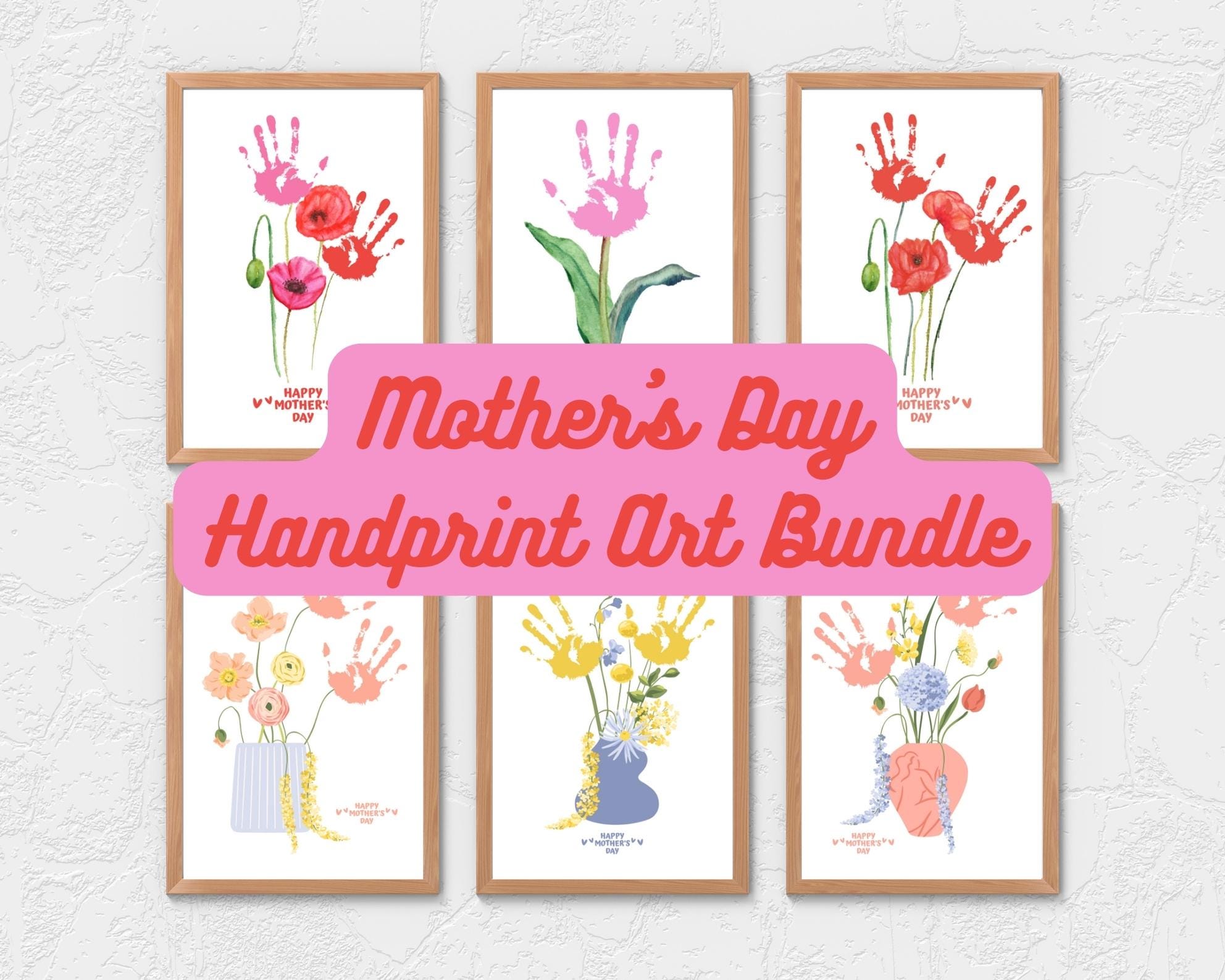 Mother's Day Handprint Craft Printable | DIY Flower Bouquet Art | Kids ...