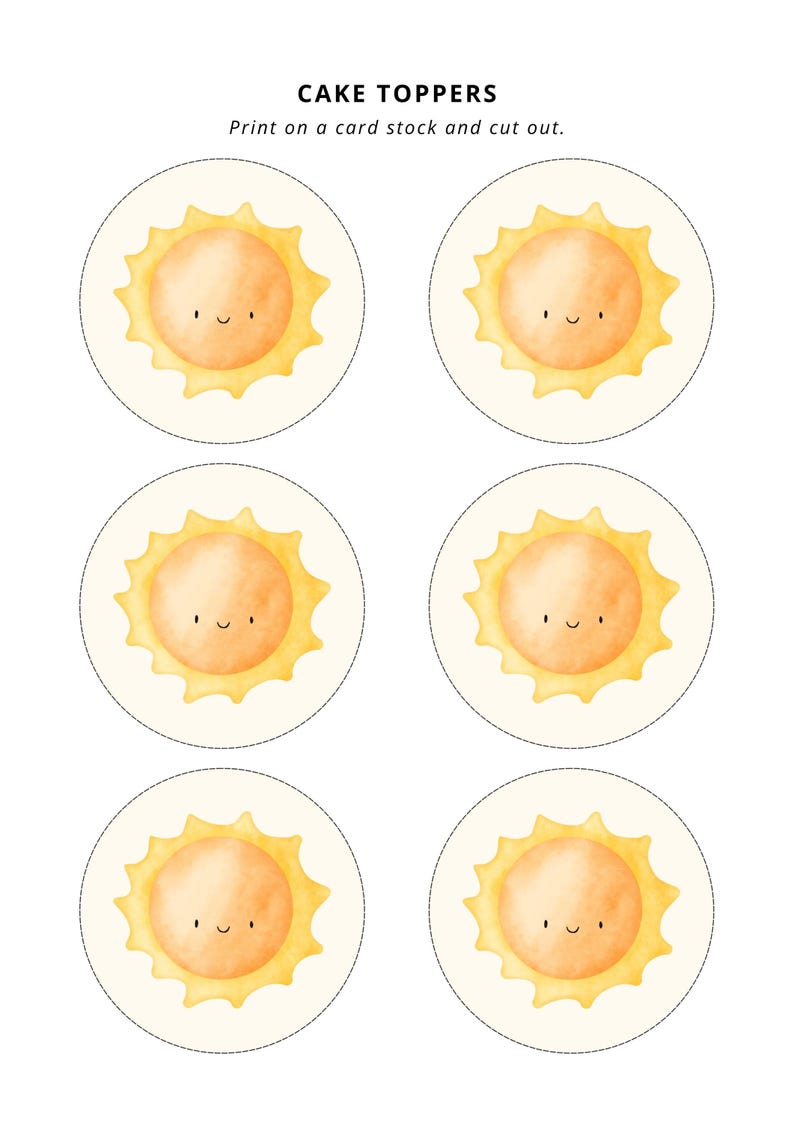 Here Comes the Son Cupcake Toppers: Sun Theme Baby Shower (digital ...