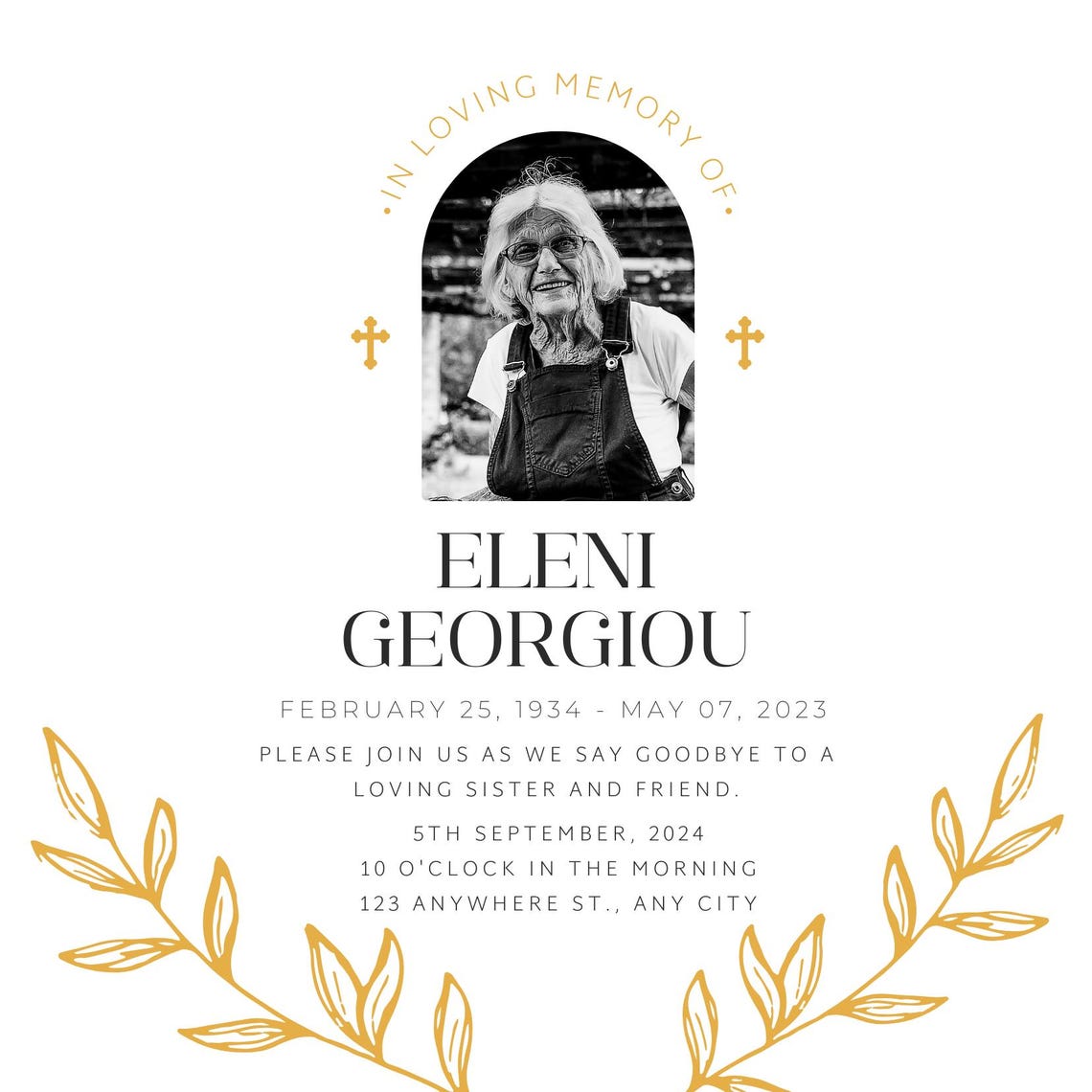 Elegant Funeral Digital Invitation Template | Printable Memorial ...
