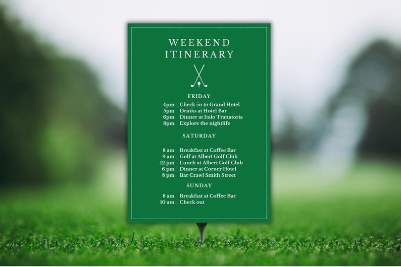 Golf Themed Bachelor Birthday Party Invitation & Itinerary Template ...