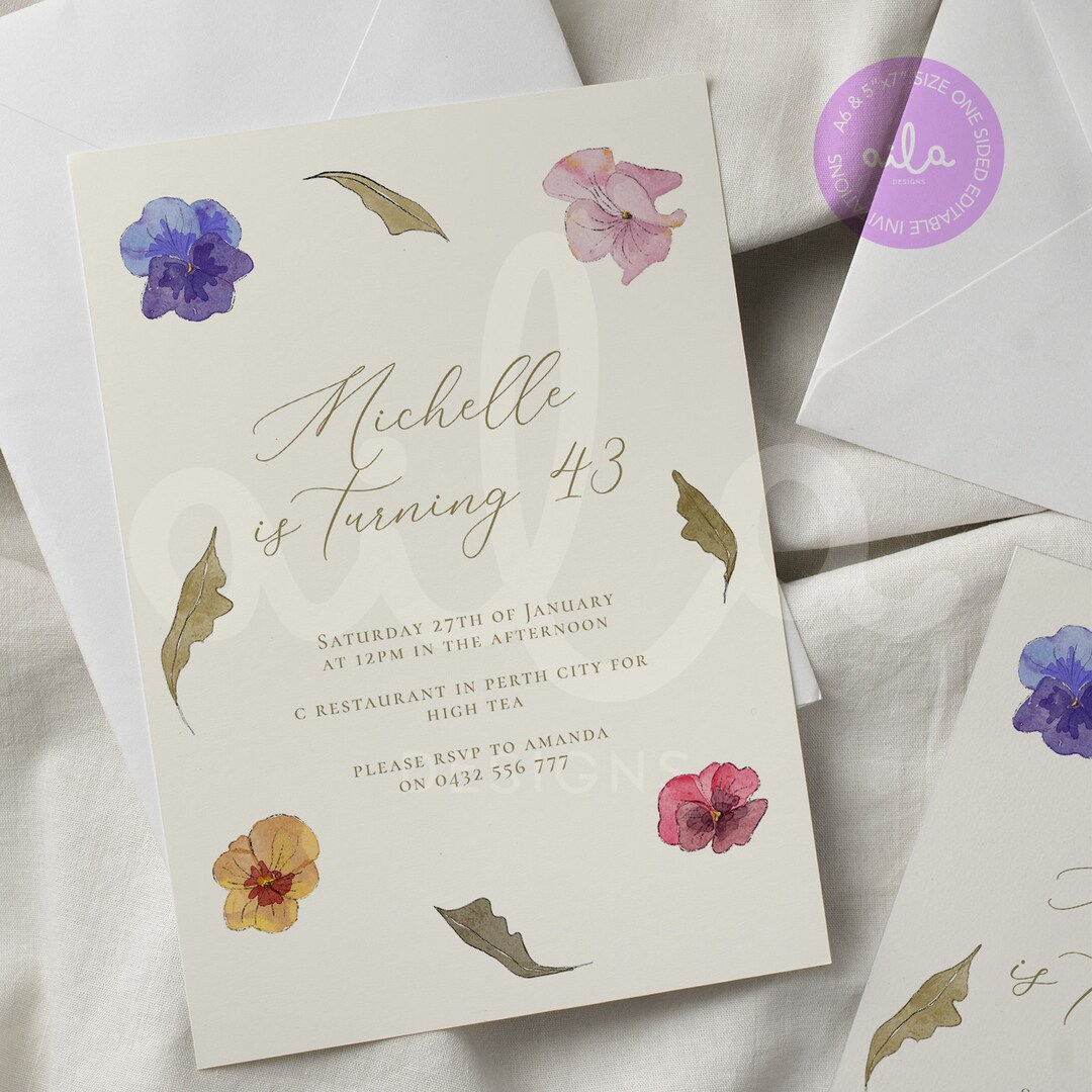 Floral Birthday Invitation, Flower Theme Party, Bachelorette Party ...