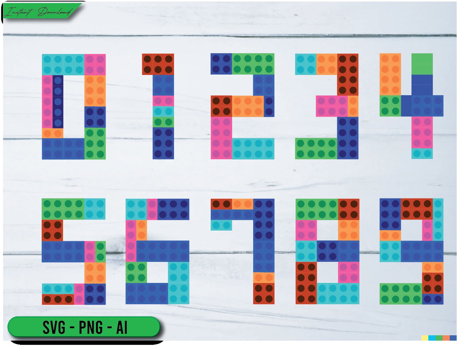 Block Numbers SVG and PNG Vector File. - Etsy