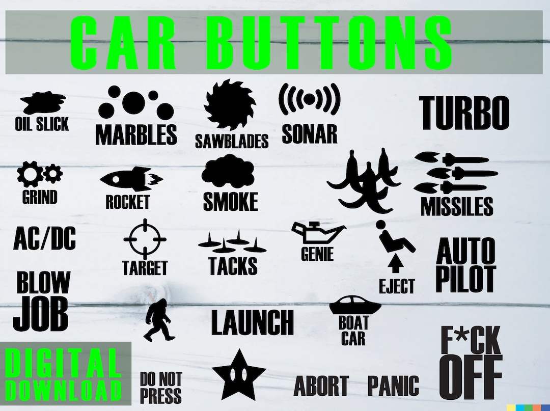 Funny Car Buttons SVG Digital File - Etsy