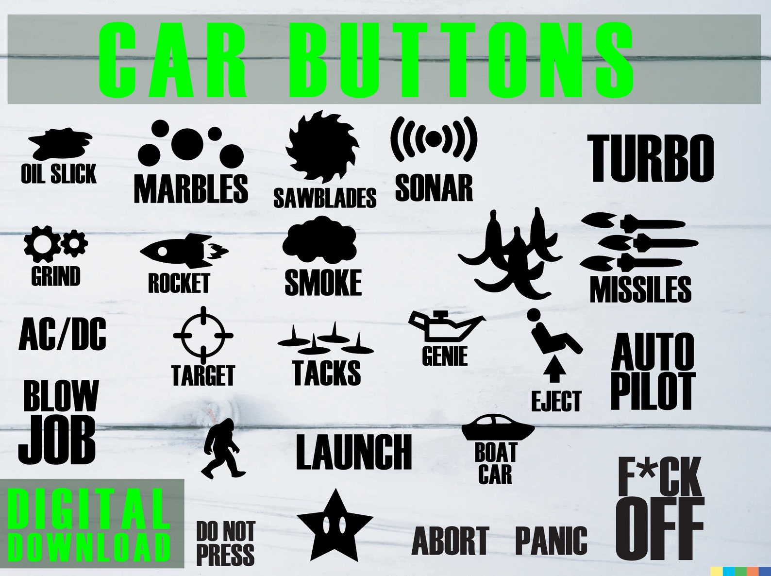 Funny Car Buttons SVG Digital File - Etsy