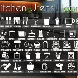 Kitchen Utensil Decals, Kitchen Organizing Labels, Kitchen Icons ...