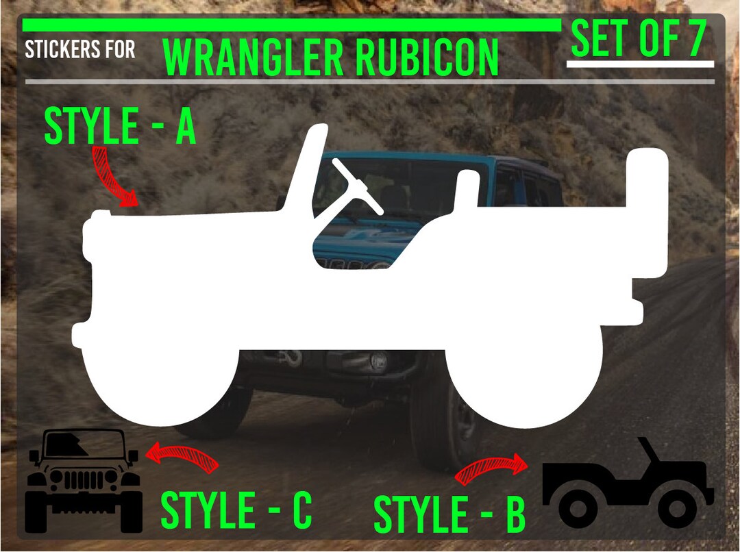 Wrangler Rubicon Silhouette Stickers set of 7 - Etsy