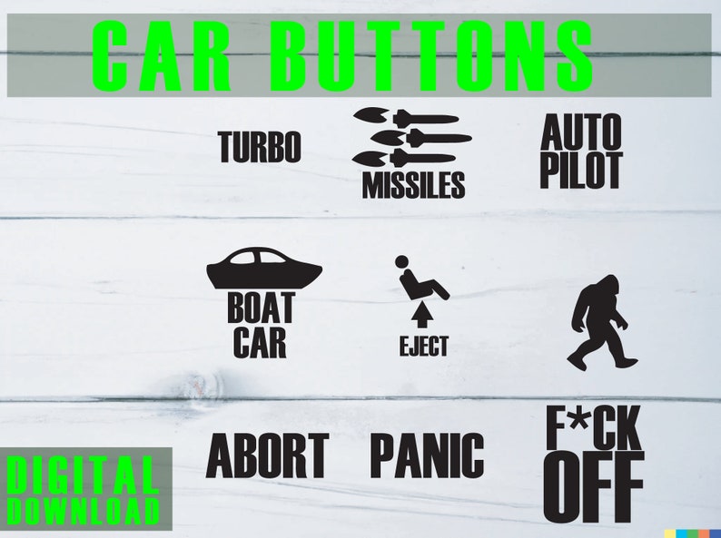 Funny Car Buttons SVG Digital File - Etsy