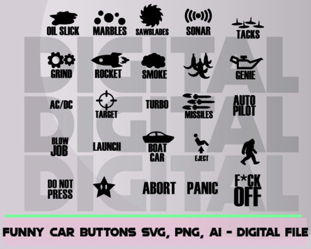 Funny Car Buttons SVG, PNG, AI Digital File - Etsy