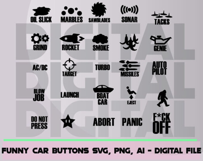 Funny Car Buttons SVG, PNG, AI Digital File - Etsy