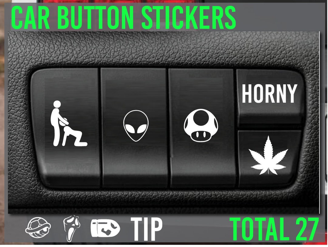 Funny Car Button Stickers, Car Dash Buttons Stickers, Gaming Car Dash ...