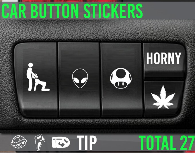Funny Car Button Stickers, Car Dash Buttons Stickers, Gaming Car Dash ...